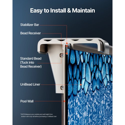 Oval Pool Liner 18x33ft Unibead Style Pool Liner 52in Wall Height ...