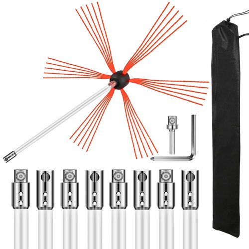 VEVOR Chimney Sweep Kit 30FT Length, Chimney Brush Kit with 9 Nylon ...