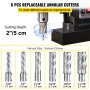 VEVOR Annular Cutter Set, 6 pcs 3/4" Weldon Shank, 2" Cutting Depth and ...
