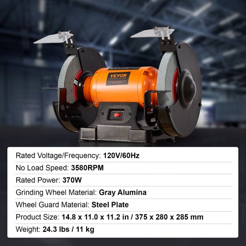 VEVOR Bench Grinder, 8 inch Single Speed Bench Grinder with 3A ...