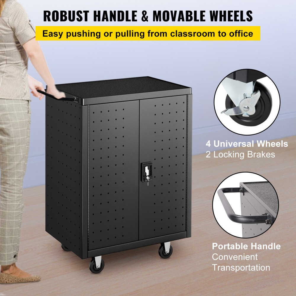 VEVOR Mobile Charging Cart, 32 Device, Two-Layer Charging Cabinet for ...