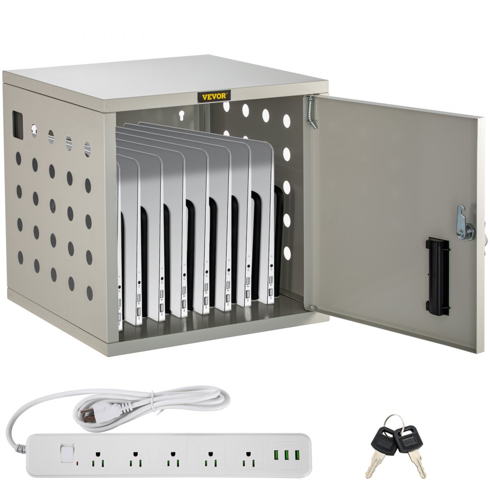 VEVOR Charging Cart, 8 Device, Charging Cabinet for Laptop Computers ...