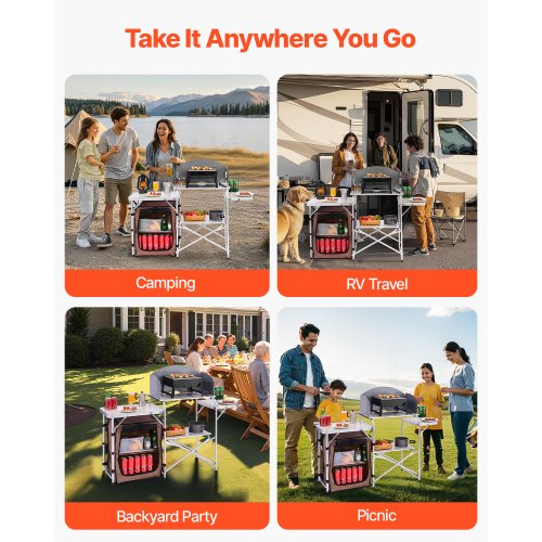 Camping Kitchen Table Picnic Cabinet Folding Cooking Storage Rack ...