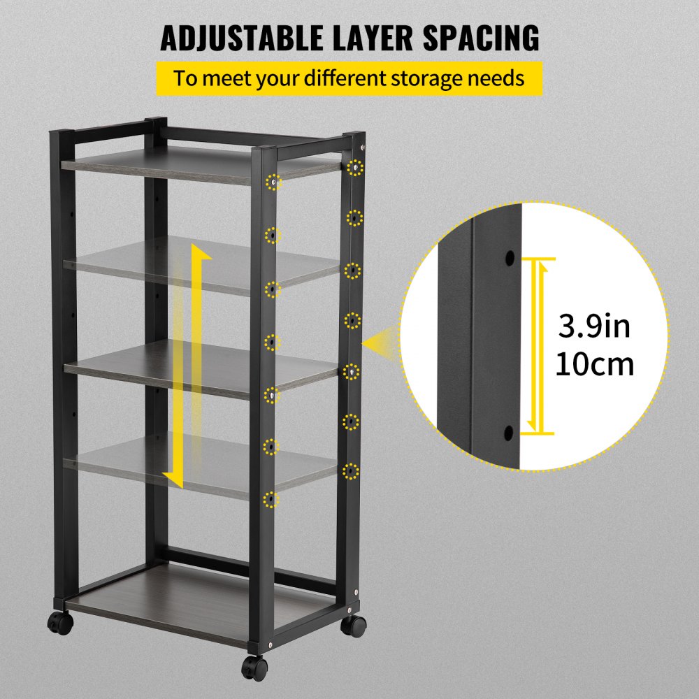 VEVOR Printer Shelf, 3-Tier Mobile Printer Stand, Adjustable Storage ...