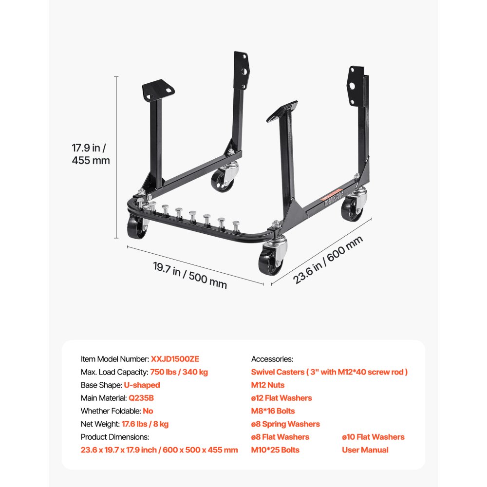 VEVOR Engine Stand, 340 KG Load Capacity Engine Motor Stand, Heavy-Duty ...
