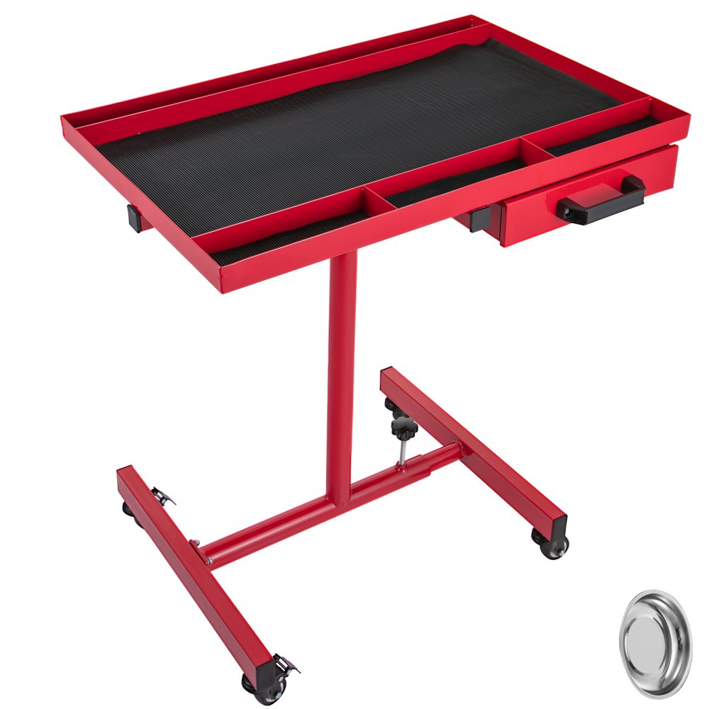 Heavy Duty Adjustable Red Work Table With Drawer 220lbs Capacity VEVOR CA