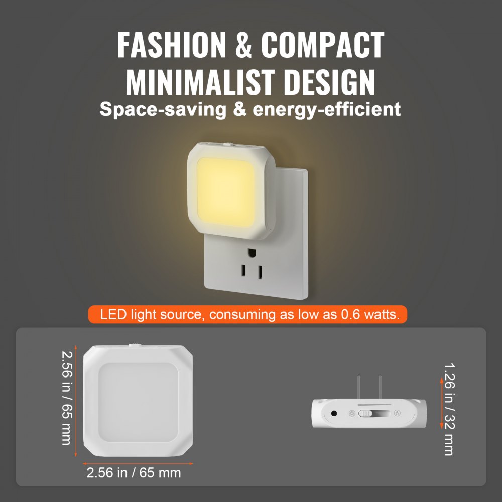 VEVOR LED Night Light, 2 Pack Plug in LED Night Light, 0.6 W 3000k Soft ...