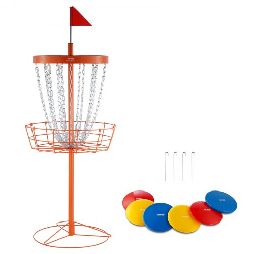 VEVOR Disc Golf Basket, 24-Chains Portable Disc Golf Target Hole, Heavy ...