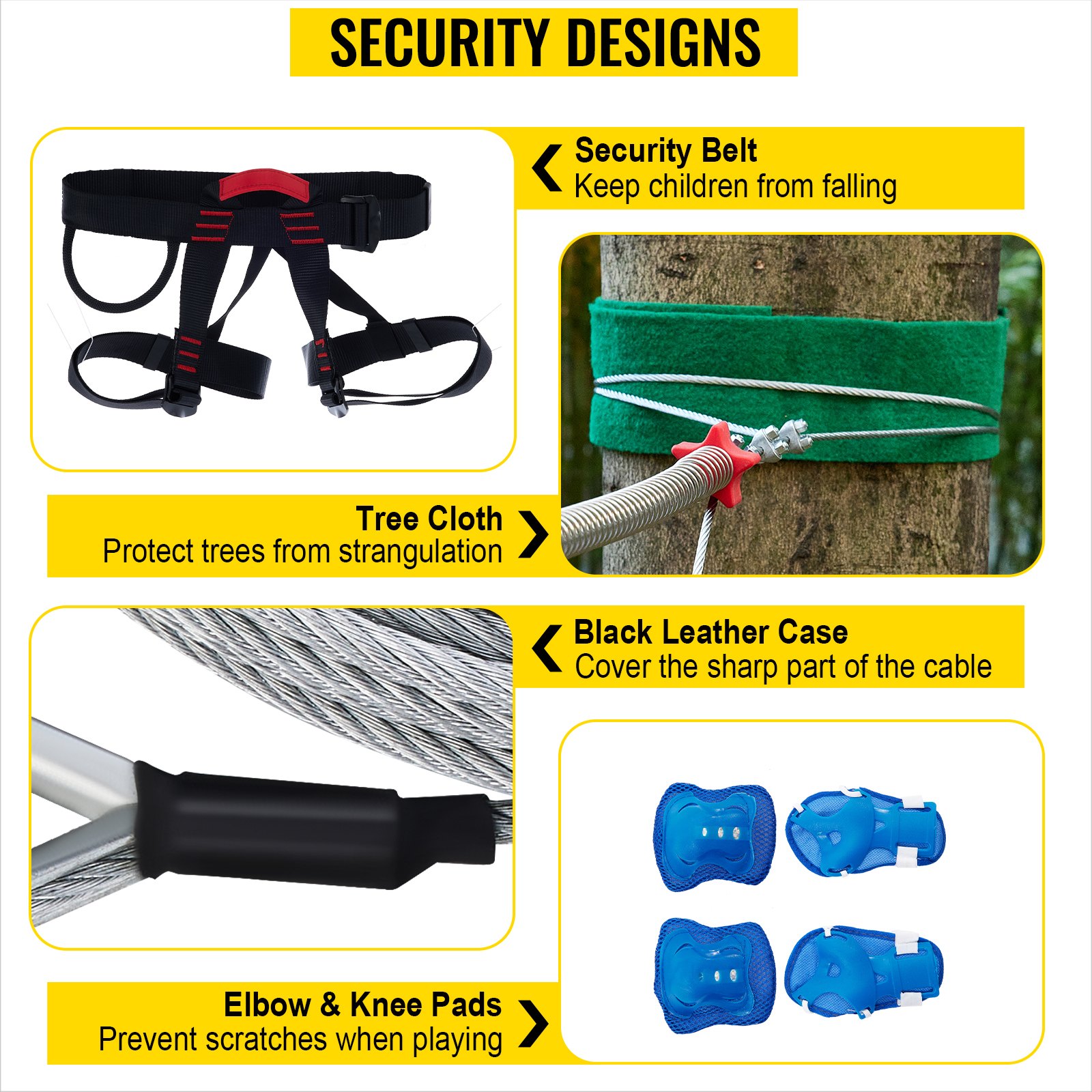 VEVOR Zip line Kits for Backyard 160FT, Zip Lines for Kid and Adult ...