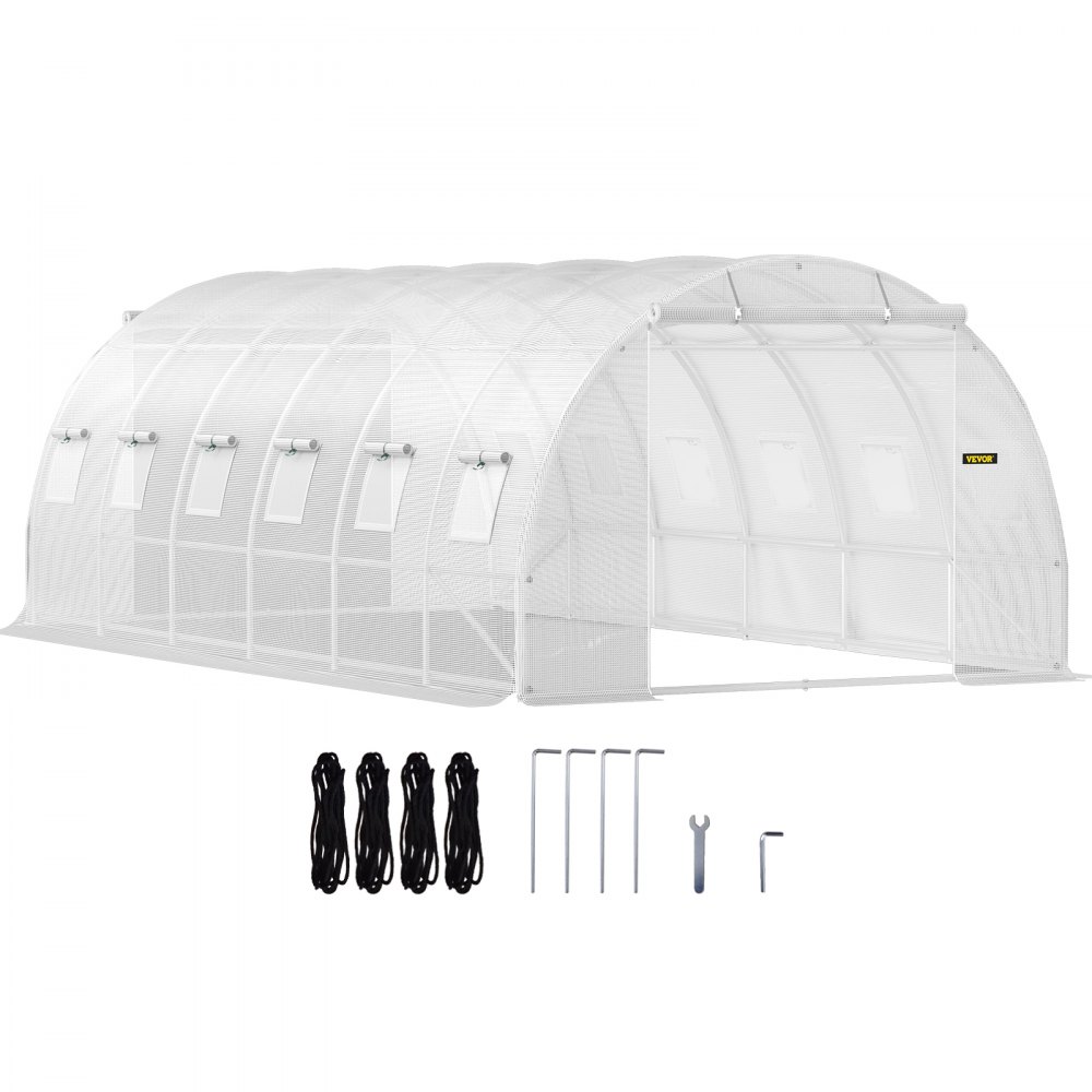 VEVOR Walk-in Tunnel Greenhouse, 20 x 10 x 7 ft Portable Plant Hot ...