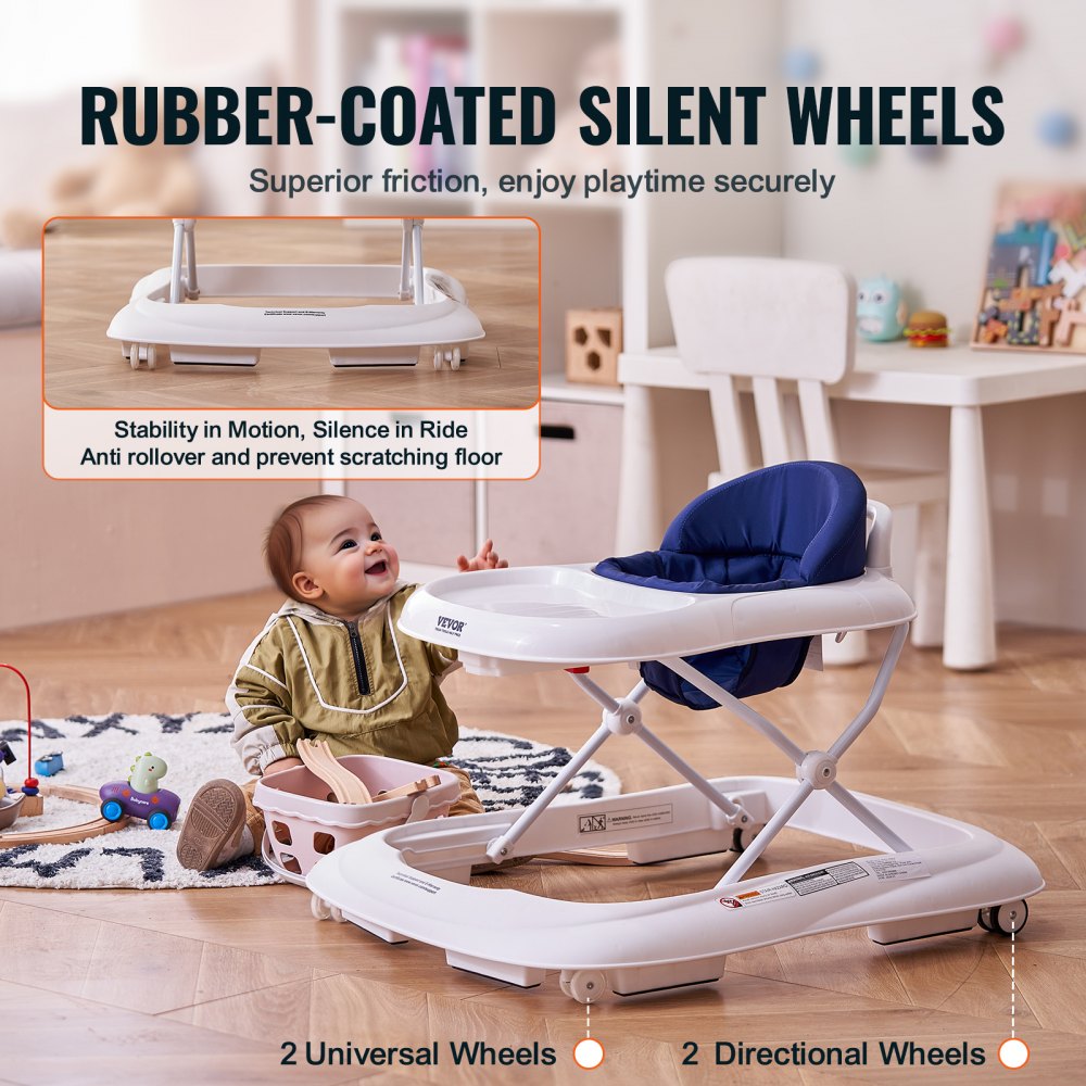 VEVOR Baby Walker, Foldable Baby Walkers with 3-Level Adjustable Height ...