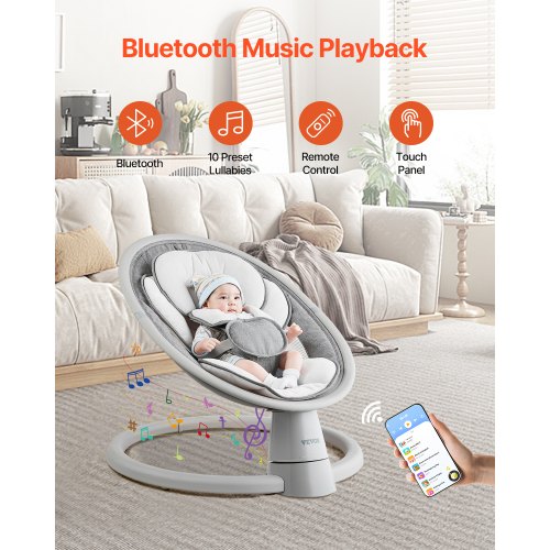Baby Swing for Infants 5 Speeds Remote Control Bluetooth 10 Lullabies ...