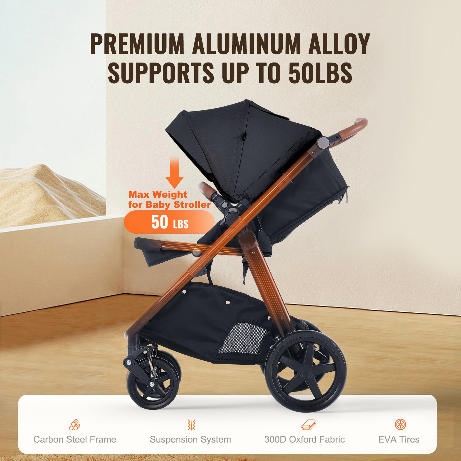 VEVOR Stroller Travel System With Bassinet Playard Baby Combo Set 2-in ...