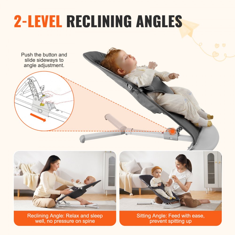 VEVOR Bouncer Seat for Newborn – 20LBS, 3-Point Harness