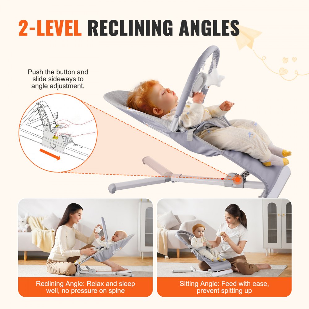 VEVOR Baby Bouncer Folding Bouncer Seat Chair for Babies 0-9 Months ...