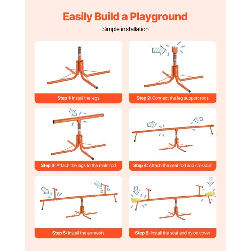 VEVOR Kids Seesaw 100 lbs Capacity Swiveling 360 Degrees Rotating ...