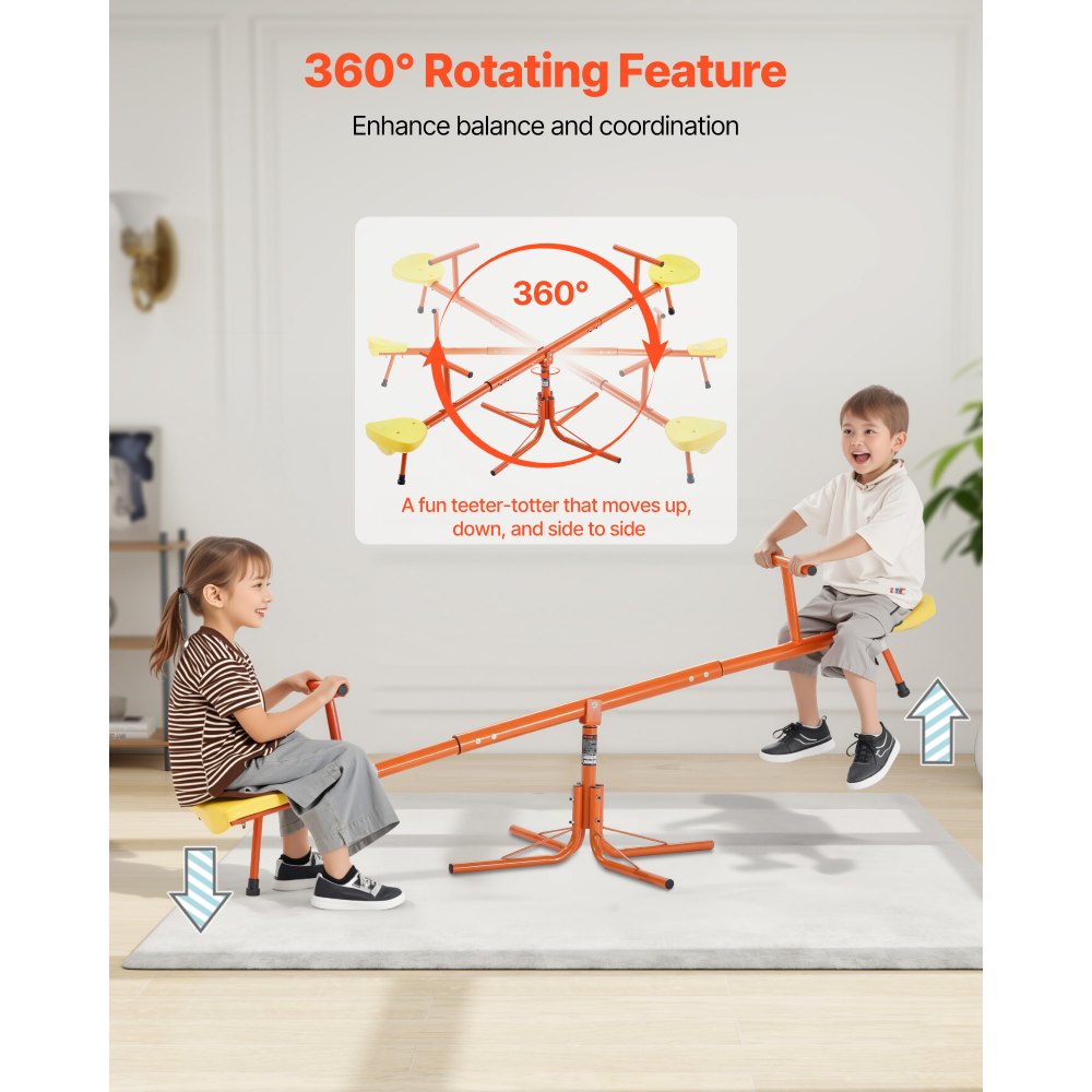 VEVOR Kids Seesaw – 100 lbs, 360° Rotating Teeter Totter