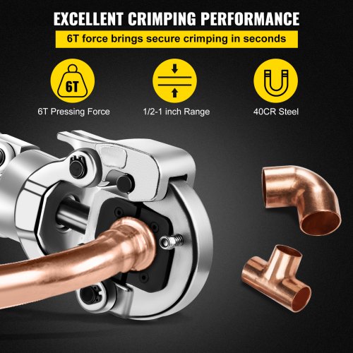 VEVOR Pipe Press Crimping Tool Copper Pipe Crimper 1 2 3 4 1 Jaws 360 Head VEVOR AU