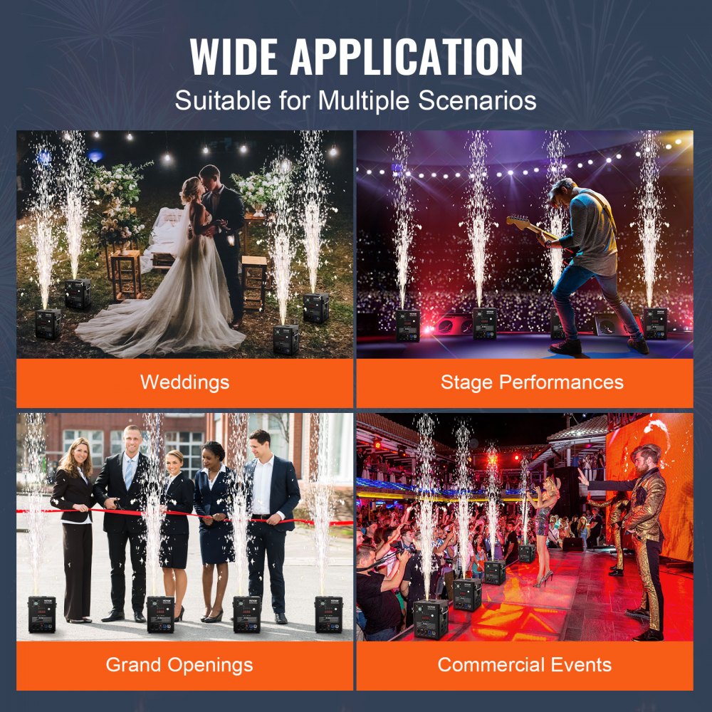 VEVOR Cold Spark Firework Machine x4 500W 6.6-13ft Stage DJ Wedding ...
