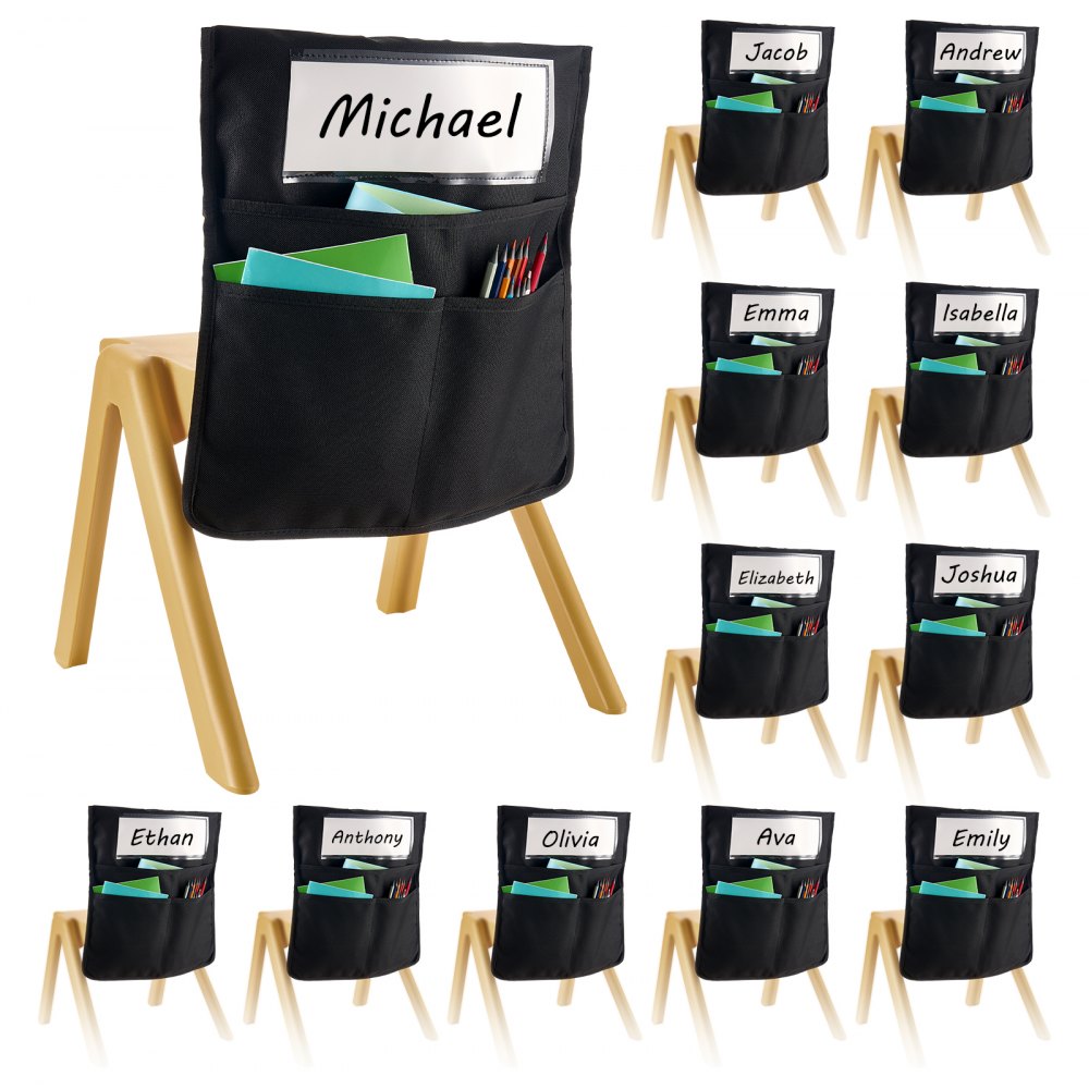 VEVOR Chair Pockets for Classroom – 12 Pack, 17 × 19 Inches