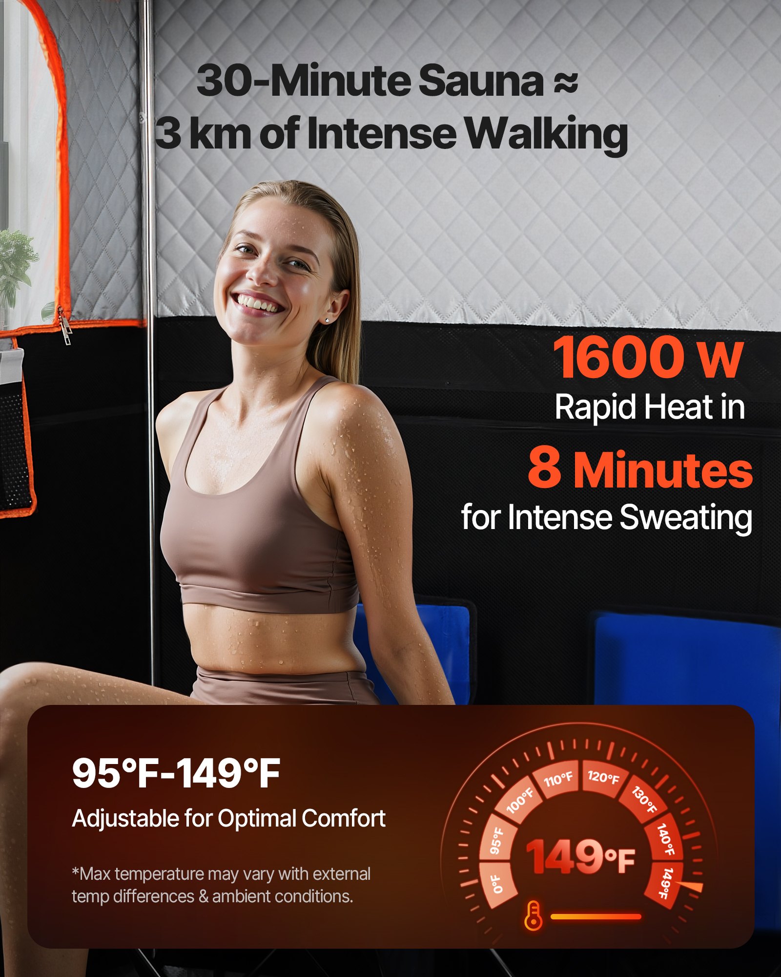 VEVOR 2 Person Portable Infrared Sauna for Home, Upgraded Full Body ...