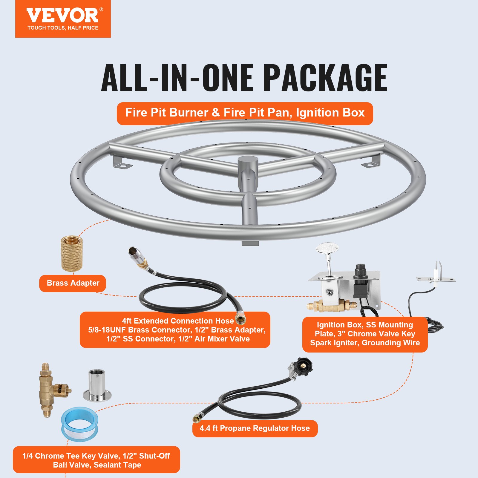 VEVOR 18 inch Round Drop-in Fire Pit Pan, Stainless Steel Fire Pit ...
