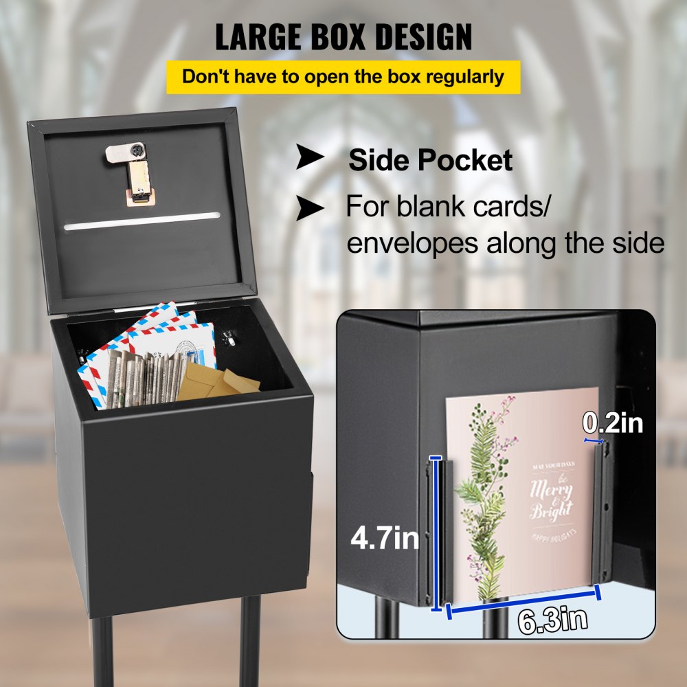 VEVOR Ballot Box, Floor Standing Suggestion Box with Sign Holder and ...