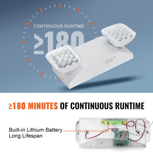 VEVOR 6 Pack Commercial Emergency Light, 3W, White LED Emergency Exit ...
