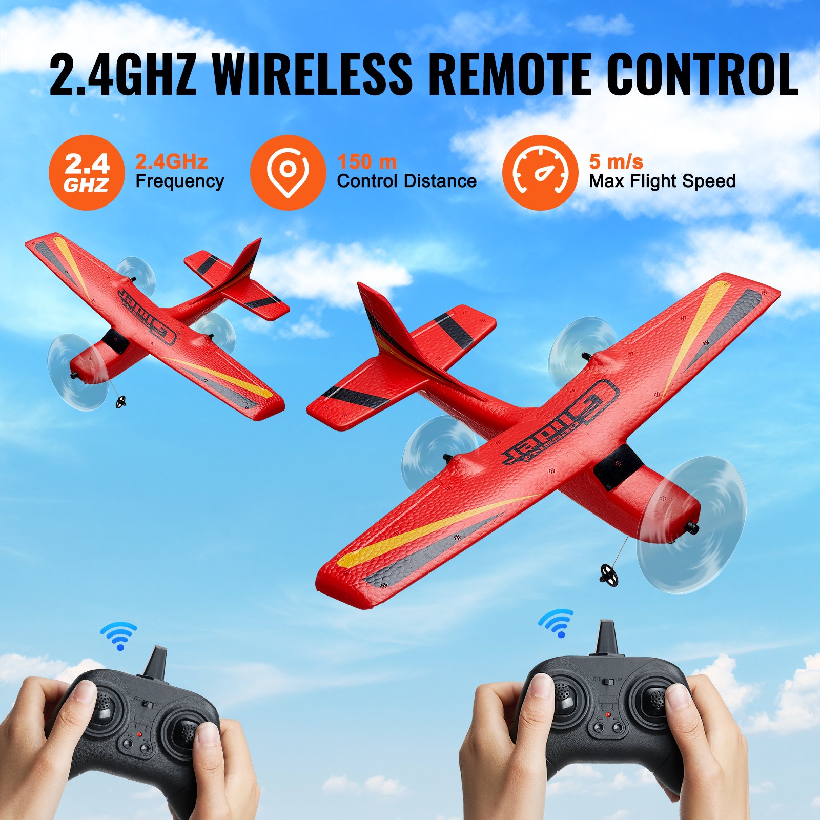 VEVOR RC Airplane EPP Foam RC Plane Toy with 2.4 GHz Remote Control 2 ...