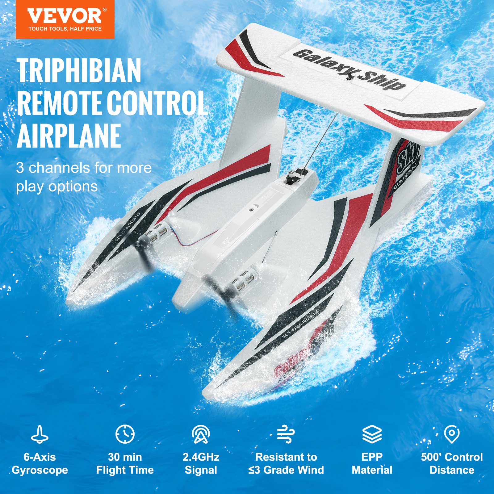 VEVOR RC Airplane Amphibious EPP Foam RC Plane Toy with 2.4 GHz Remote ...
