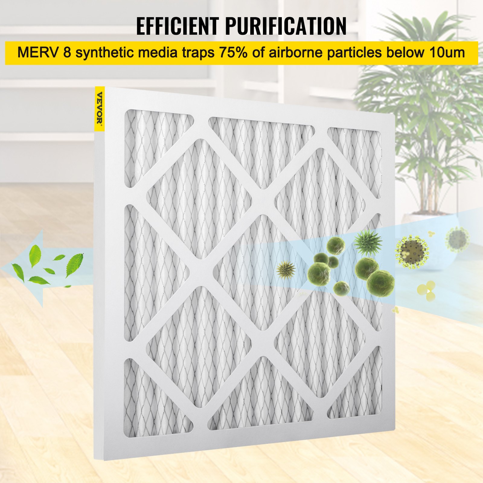VEVOR HEPA Replacement Filter, 16''x16'' AC Filter, 12pcs HVAC Pleated ...