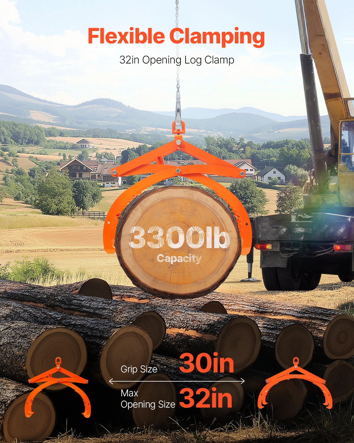 32in Log Lifting Tongs 4 Claw Timber Heavy Duty Steel Log Grapple ... 32in Log Lifting Tongs 4 Claw Timber Heavy Duty Steel Log Grapple ...