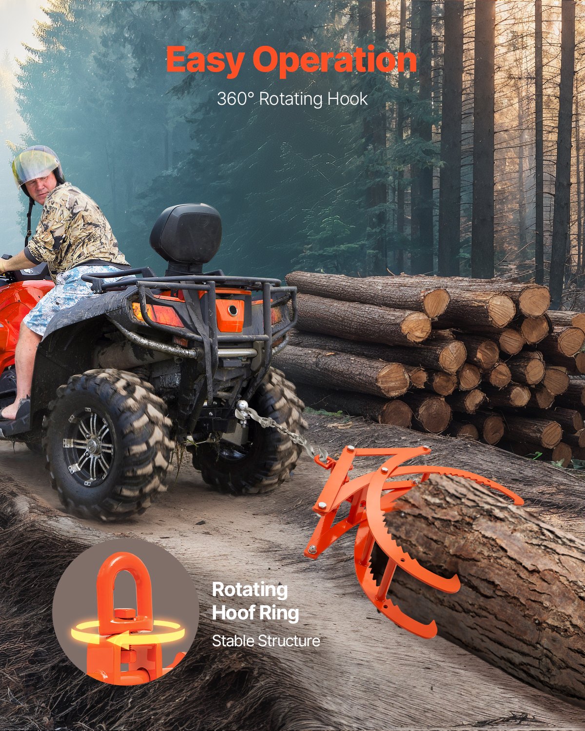 32in Log Lifting Tongs 4 Claw Timber Heavy Duty Steel Log Grapple ...