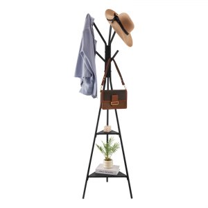 VEVOR Coat Rack Freestanding Coats Rack Stand with 2 Shelves & 6 Hooks ...