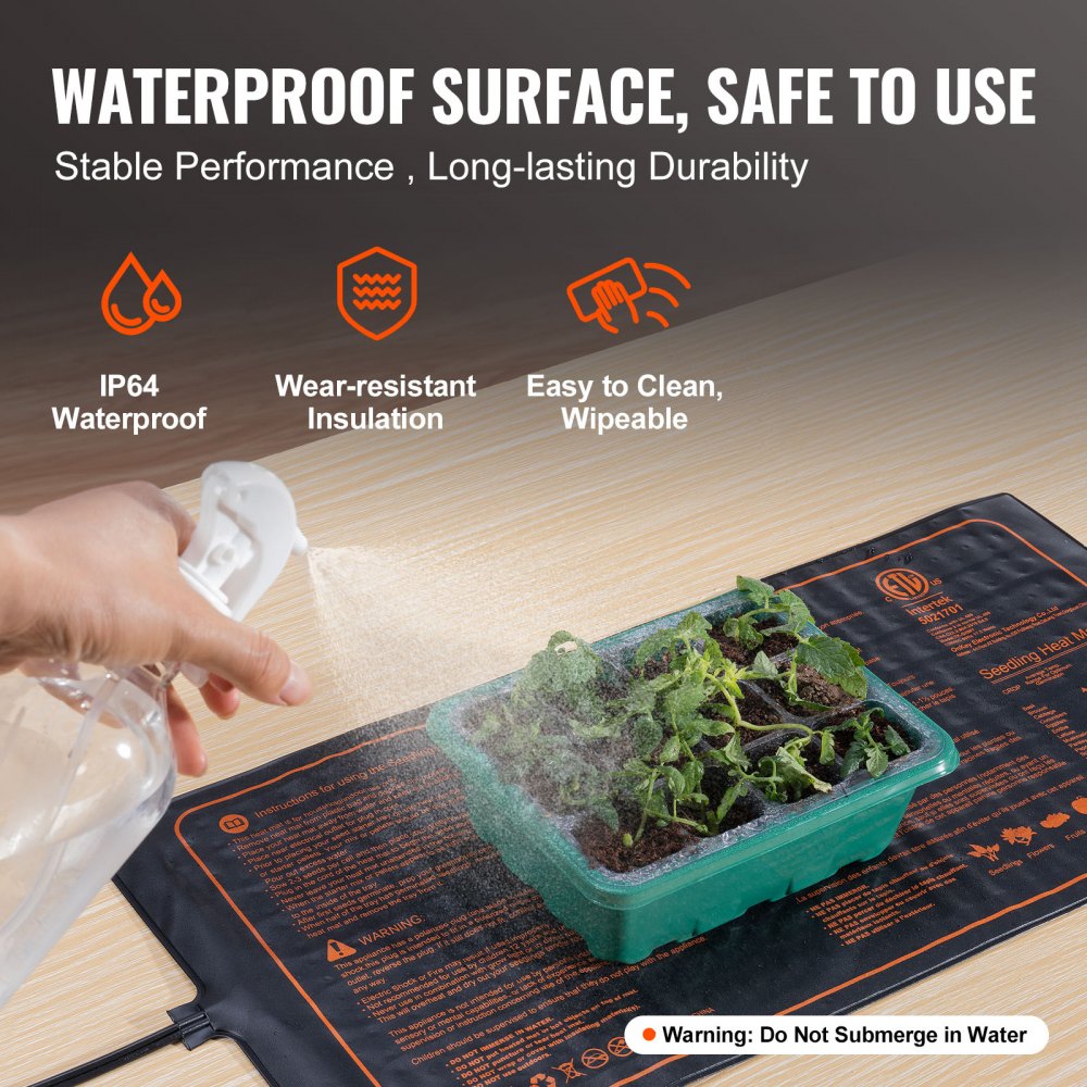 VEVOR 10"x 20.75" Seedling Heat Mat w/ Digital Thermostat Combo Set ...