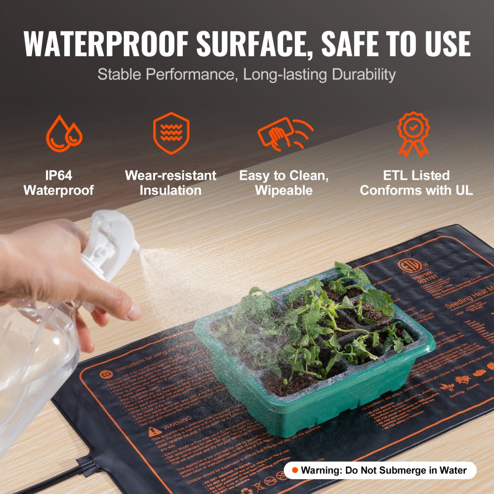 VEVOR 4 Pack Seedling Heat Mat 10"x 20.75", UL & MET-Certified Warm ...