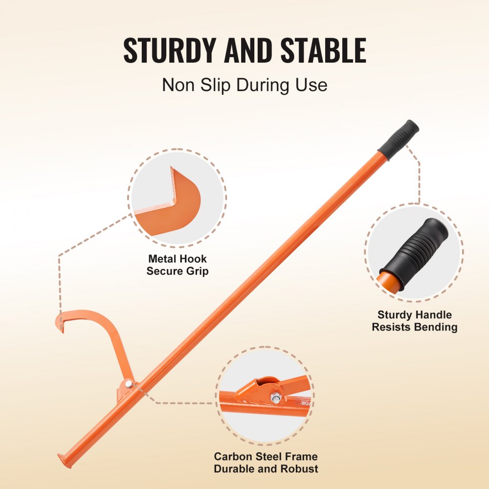 VEVOR Cant Hook Tool 46.5 in Heavy Duty Steel Log Roller Forestry ...