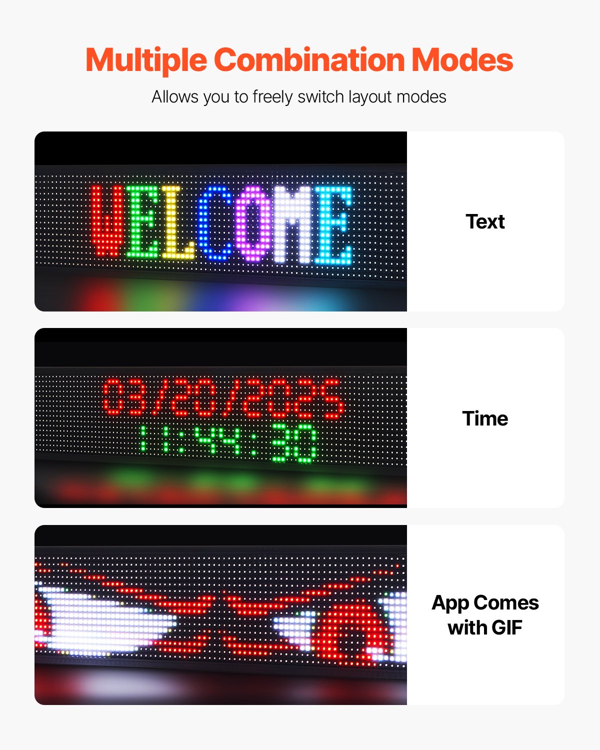 VEVOR Programmable LED Sign, P10 Full Color Flexible Digital Scrolling ...