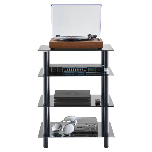 VEVOR 4-Tier AV Media Stand Strengthened Tempered Glass Audio-Video ...
