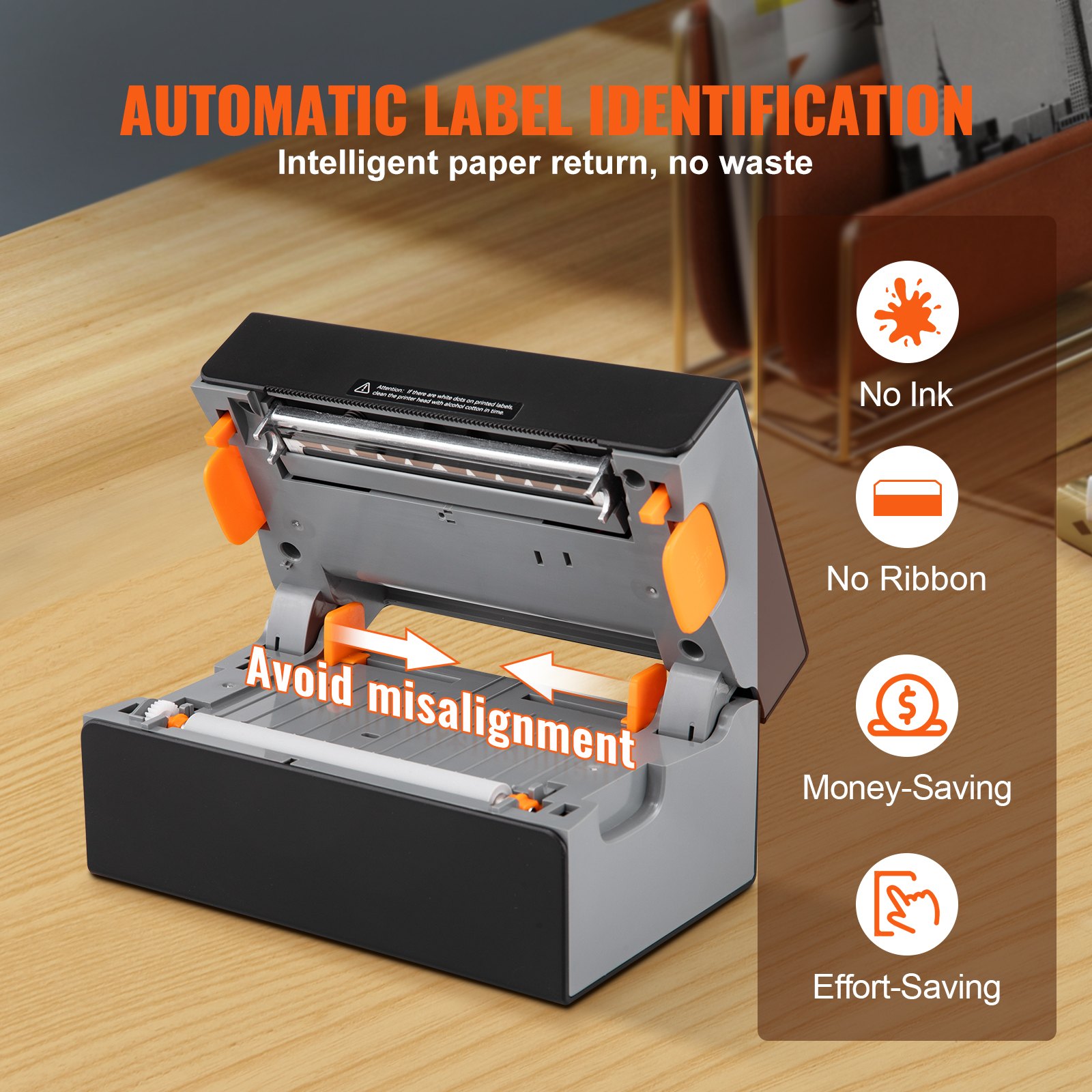 VEVOR 300DPI Bluetooth Thermal Label Printer w/Auto Recognition & Rohm ...
