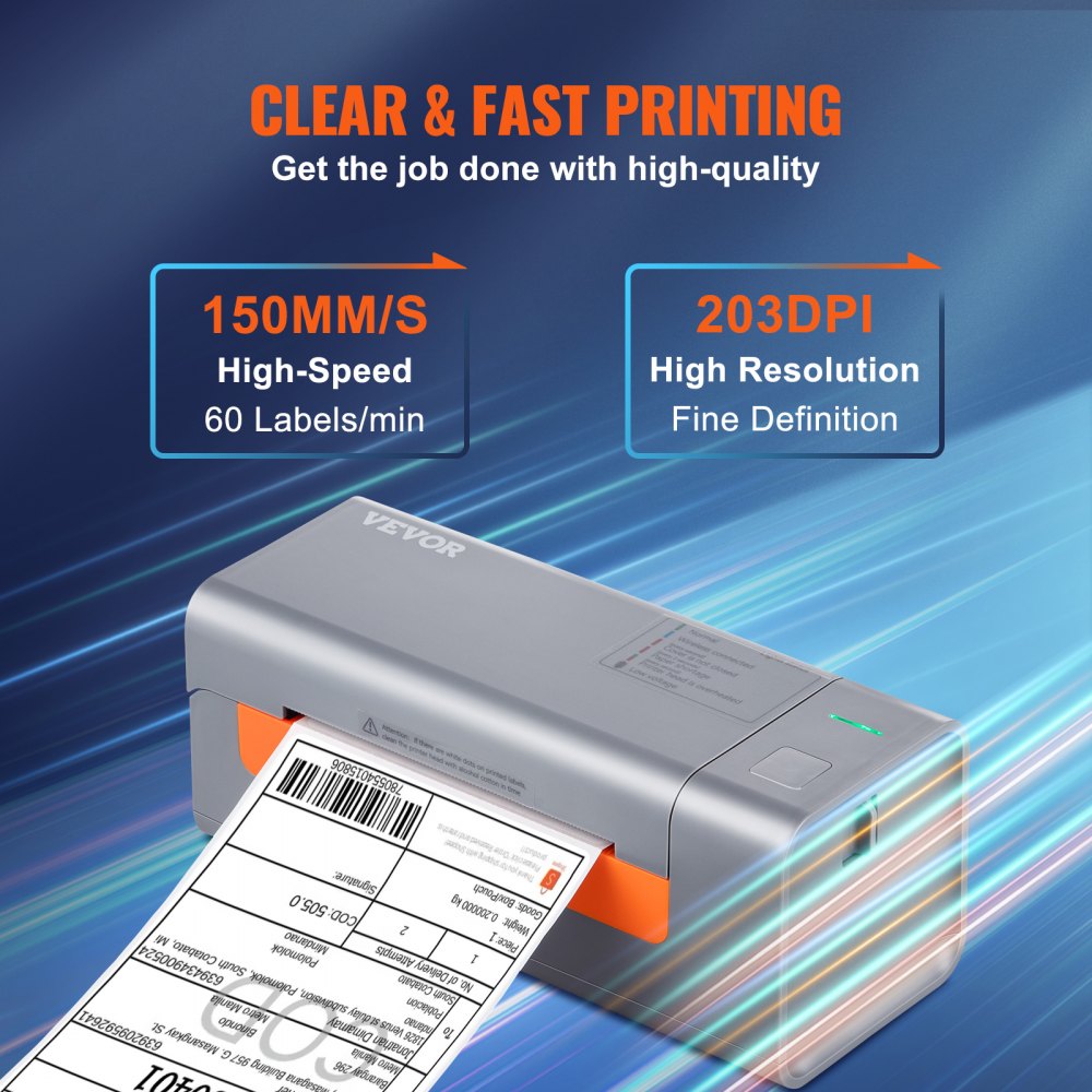 VEVOR VEVOR Thermal Label Printer, 203DPI 60pcs/min for 4x6 Mailing ...