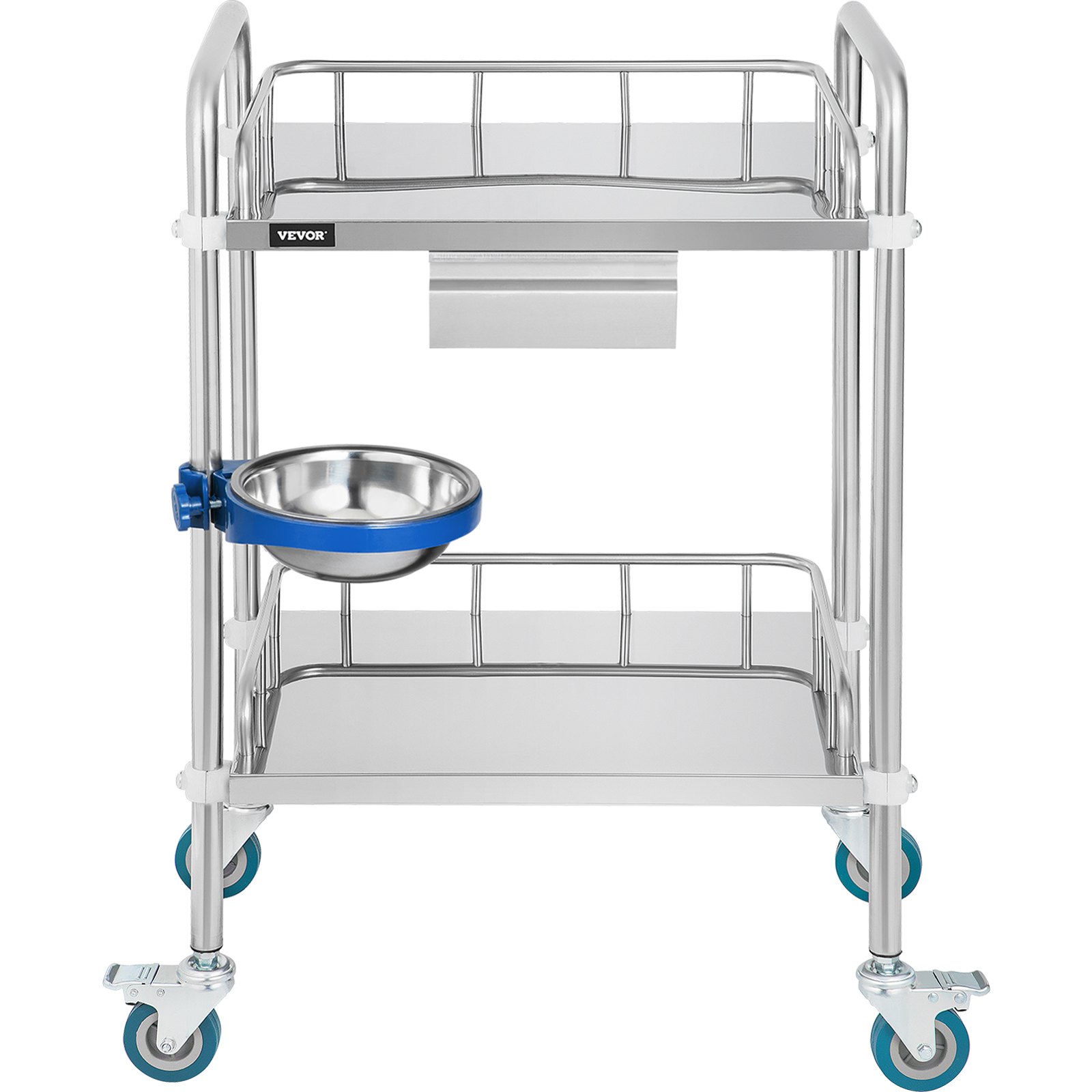 VEVOR Lab Cart 2 Layers Dental Cart with 1 Drawer Stainless Steel Cart ...