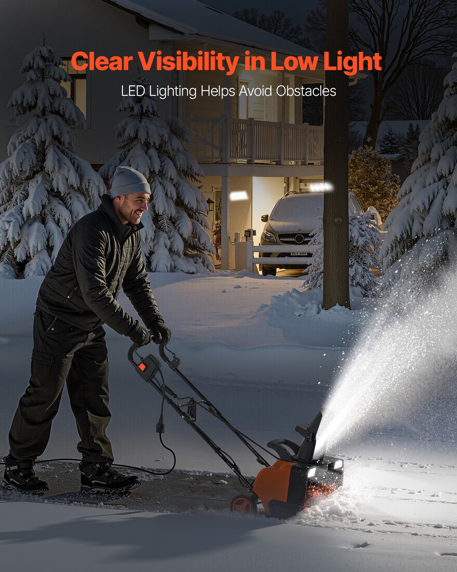 VEVOR Corded Snow Blower — 180 ° Rotating Chute