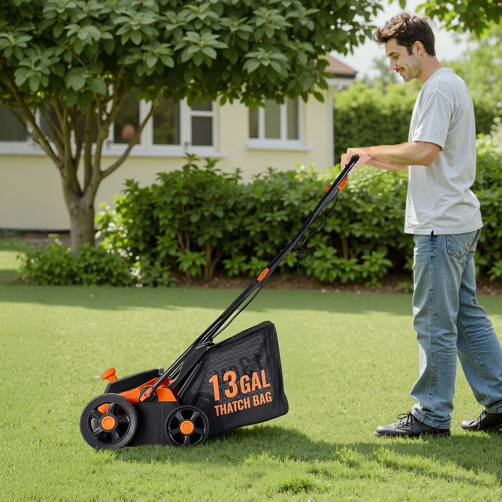 VEVOR Thatch Machine – 2-in-1 Electric Dethatcher, 13 Amp