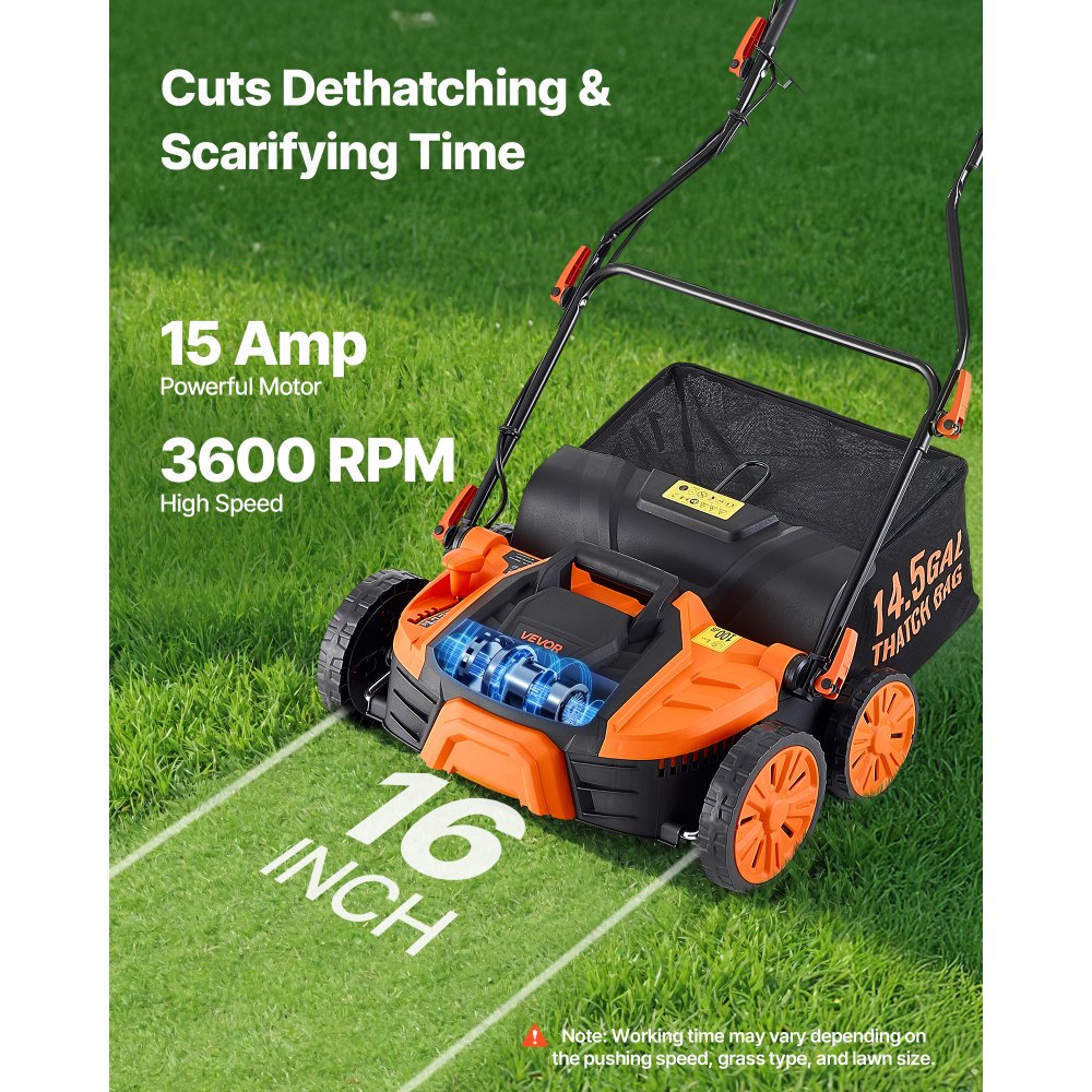 VEVOR Electric Dethatcher and Scarifier – 16", 15A, 2-in-1