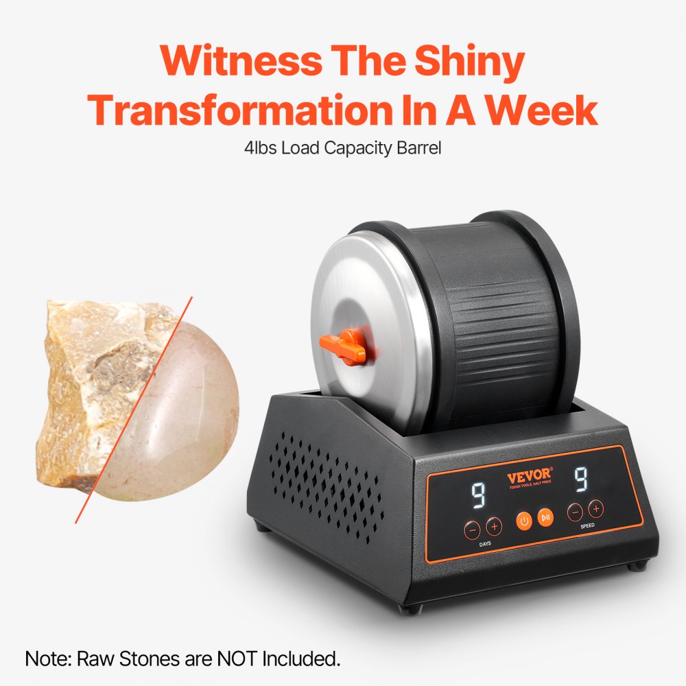 Rock Tumbler Machine 4 lbs Rock Polishing Kit 9 Speed 9-Day Timer Steel ...