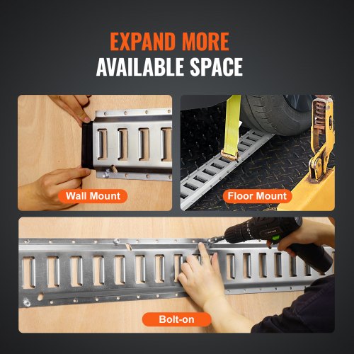 VEVOR E Track Tie-Down Rail Kit, 34PCS 5FT E-Tracks Set Includes 8 ...