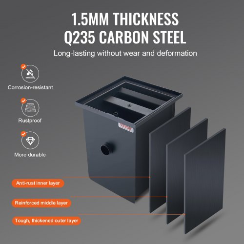 VEVOR 8LBS Commercial Grease Interceptor Trap Carbon Steel Waste Water ...