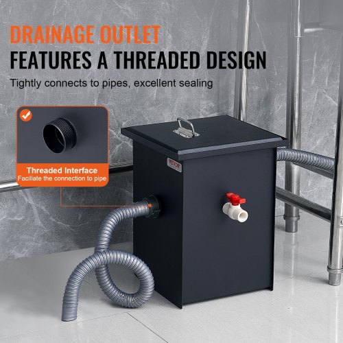 VEVOR 8LBS Commercial Grease Interceptor Trap Carbon Steel Waste Water ...