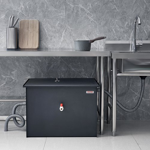 VEVOR 50LBS Commercial Grease Interceptor Trap Carbon Steel Waste Water ...